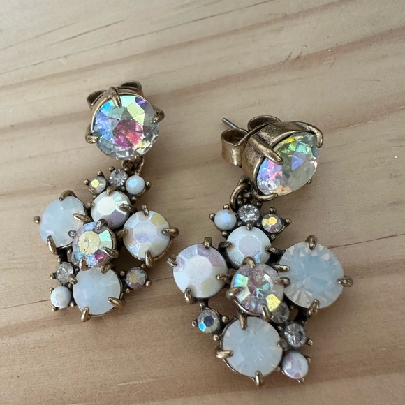 J. Crew | Jewelry | Jcrew Pink Diamond Statement Earrings In Gold ...